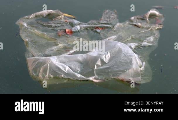 Plastic bag floating in water, pollution and plastic waste crisis ...