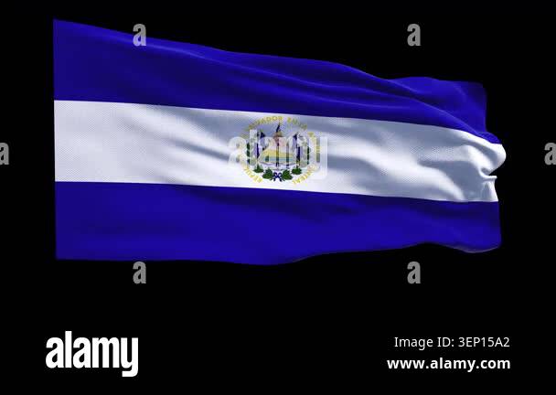 National flag El Salvador waving in the wind. News coverage political ...