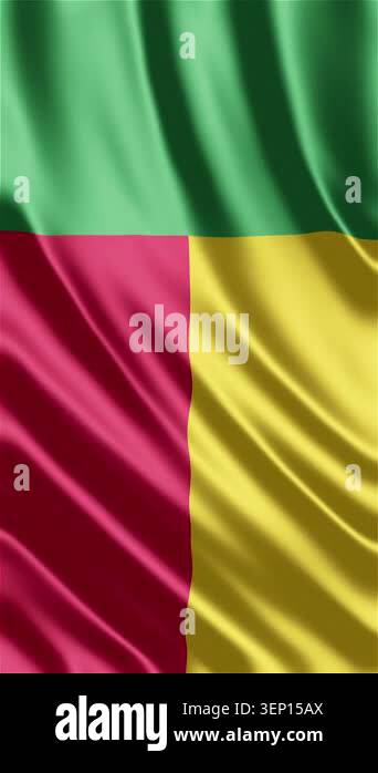 Animated national flag of Benin waving in the wind. Symbol of Beninese ...