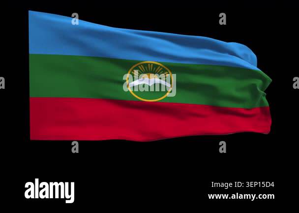 Realistic animation of the Karachay Cherkessia flag waving in the wind ...
