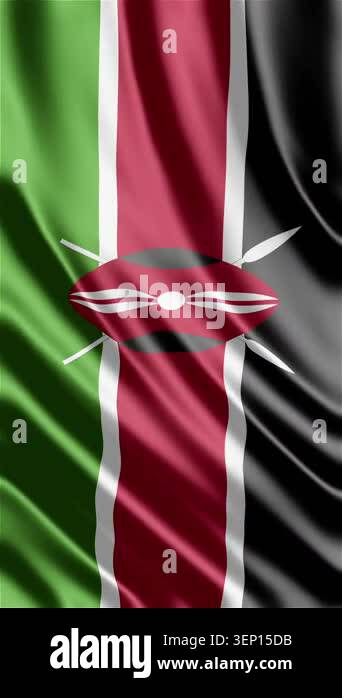 Realistic animation of the Kenya flag waving in the wind, ideal for ...