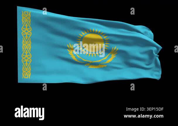 Realistic animation of the Kazakhstan flag waving in the wind, ideal ...