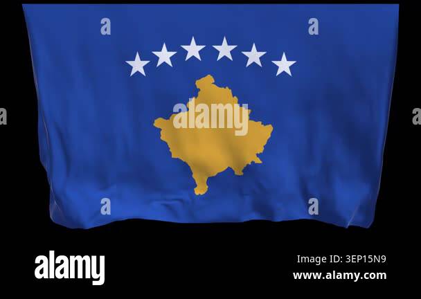 Realistic animation of the Kosovo flag waving in the wind, ideal for ...