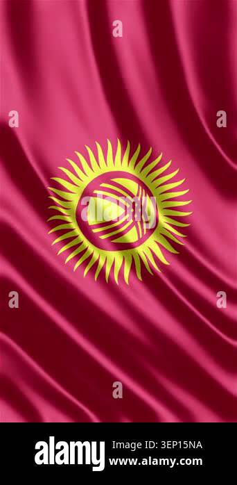 Realistic animation of the Kyrgyzstan flag waving in the wind, ideal ...