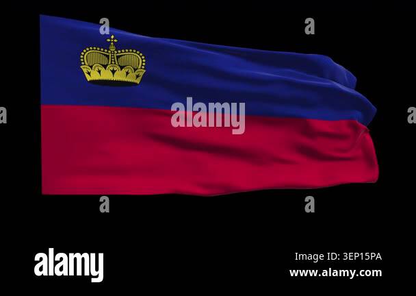 Realistic animation of the Liechtenstein flag waving in the wind, ideal ...