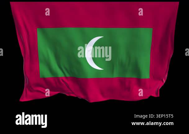 Realistic animation of the Maldives flag waving in the wind, ideal for ...