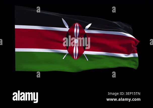 Realistic animation of the Kenya flag waving in the wind, ideal for ...