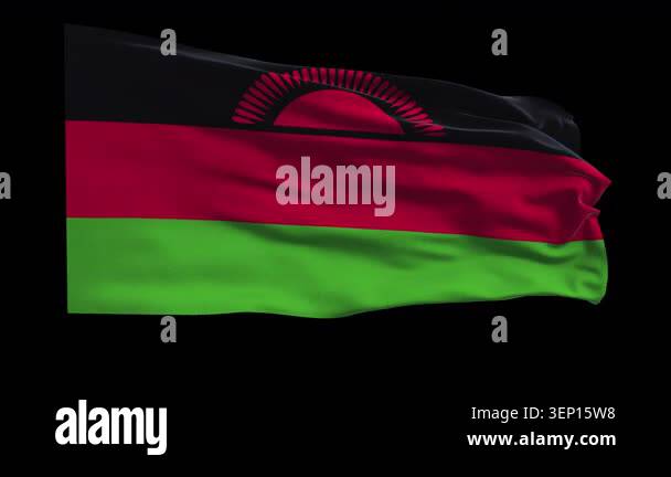 Realistic animation of the Malawi flag waving in the wind, ideal for ...