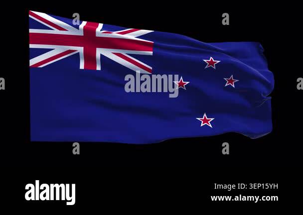 Professional animation of the New Zealand flag waving in the wind ...
