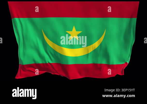 Realistic animation of the Mauritania flag waving in the wind, ideal ...