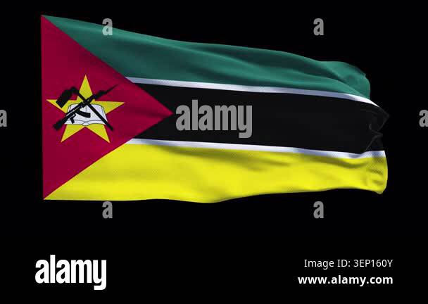 Realistic animation of the Mozambique flag waving in the wind, ideal ...