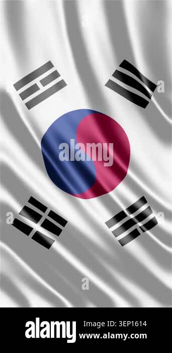 Realistic animation of the South Korea flag waving in the wind, ideal ...