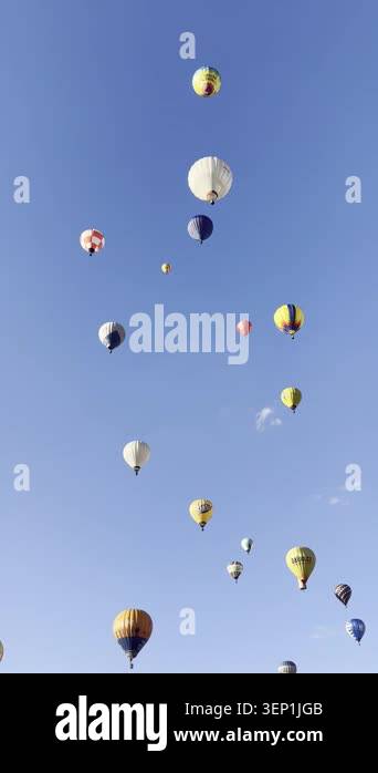 Hot air balloons in flight during the Balloon Fiesta event in Hradec ...