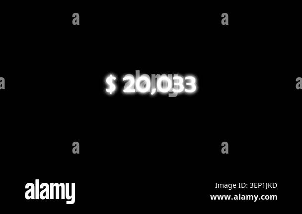 white glowing Number Counter Rising from 0 to 1 Million with Financial ...