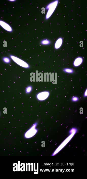 abstract glowing purple particles and bokeh lights in dark green ...