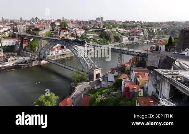 Panoramic views of Porto Portugal showcasing the iconic Dom Luis I ...