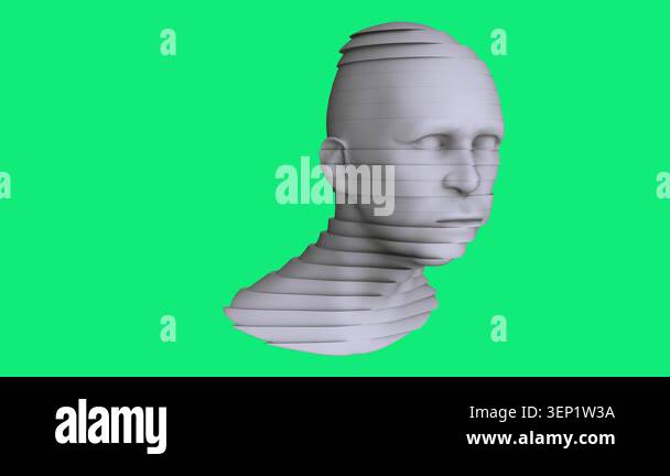 Abstract 3d render of cutting motion parallel blocks in head. Concept ...