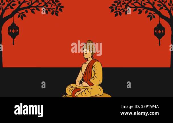 Happy Vesak Day Greeting with Temple and Floating Lantern Festival ...
