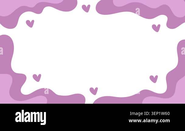 Abstract Background with Purple Organic Shapes and Cute Heart Elements ...