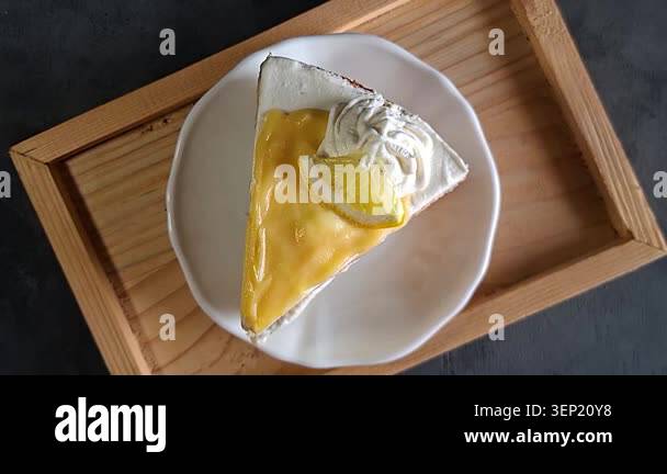 Lemon blueberry cake on rustic wooden serving tray Stock Video Footage ...
