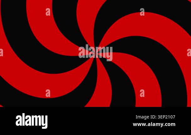 Animated hypnotic spiral tunnel with black and red stripes slowly ...