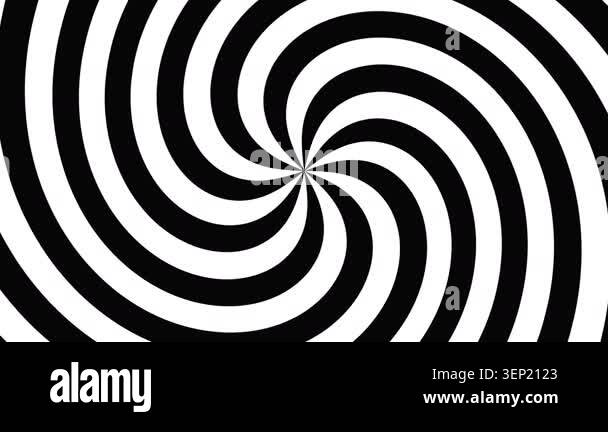 Animated hypnotic spiral tunnel with black and white stripes slowly ...