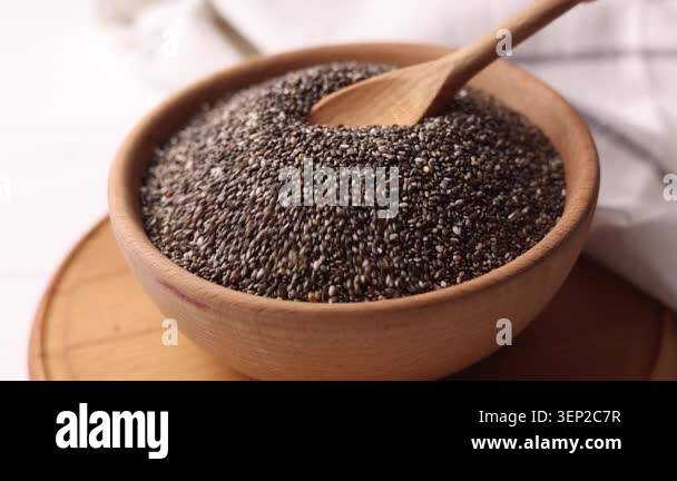 chia seeds on a light background. Useful supplements, super food ...