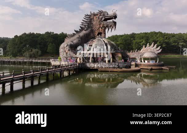 Dragon-Shaped Concrete Structure in Abandoned Lakeside Waterpark in Hue ...