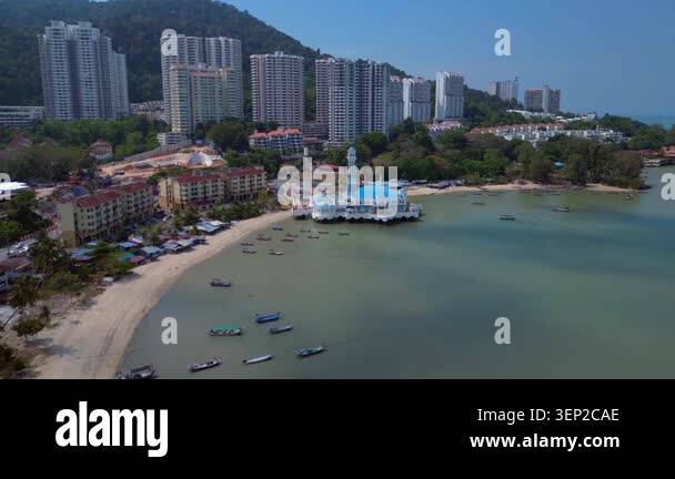 Floating mosque of Tanjung Bungah, Penang, Malaysia, with traditional ...