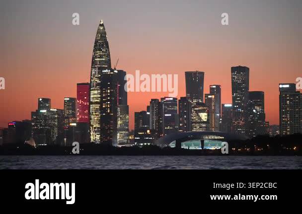 Shenzhen skyline Illuminated Modern Innovative City in China with high ...