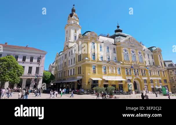 Pecs, Hungary May 1, 2026: Detailed view of the historic Ndor Hotel ...