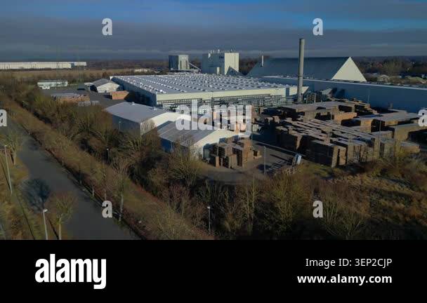 Large industrial complex manufacturing gypsum board, with extensive ...