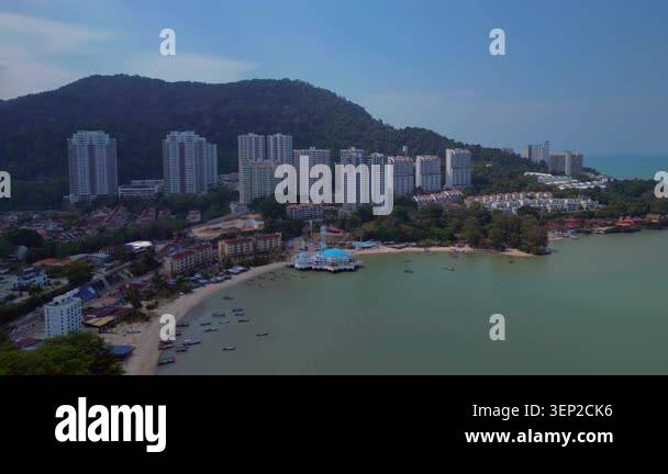 Floating mosque of Tanjung Bungah, Penang, Malaysia, with traditional ...