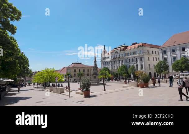 Pecs, Hungary May 1, 2026: Wide view of Szchenyi Square with ...