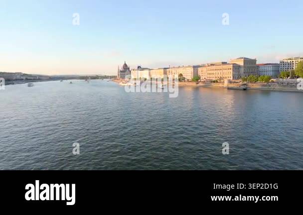 Budapest, Hungary May 2, 2026: Wide evening view of the Danube River ...