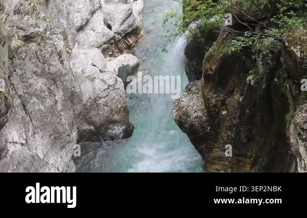Soca river gorge near Bovec village, Slovenia Stock Video Footage - Alamy