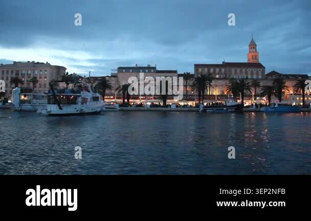 Evening view of Split skyline, Croatia Stock Video Footage - Alamy