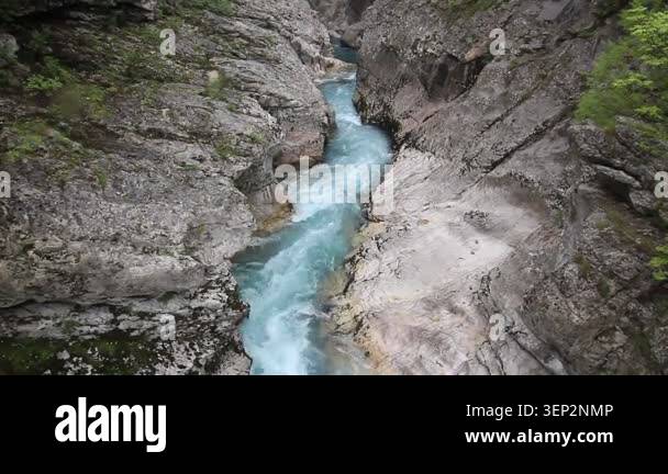 Soca river gorge near Bovec village, Slovenia Stock Video Footage - Alamy