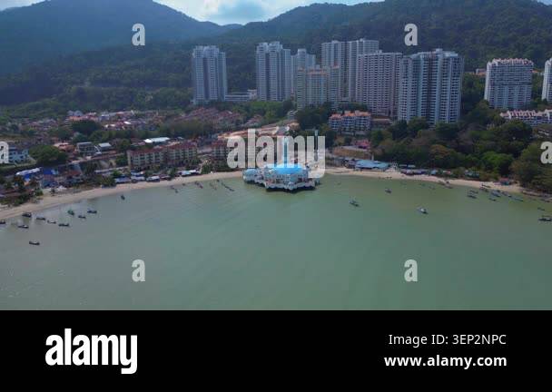 Floating mosque of Tanjung Bungah, Penang, Malaysia, with traditional ...