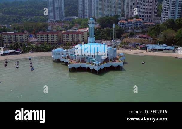 Floating mosque of Tanjung Bungah, Penang, Malaysia, with traditional ...