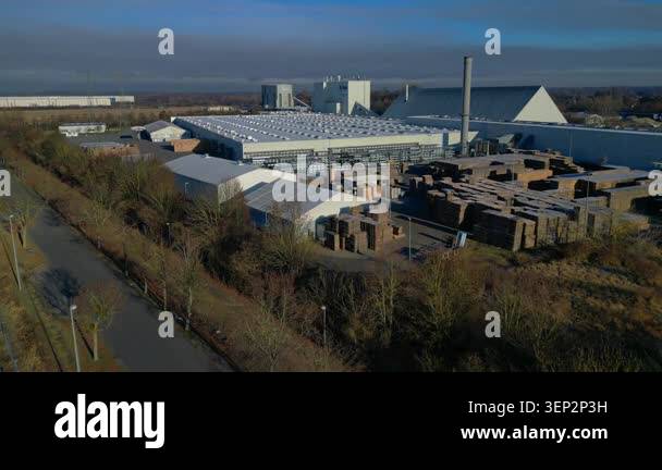 Large industrial complex manufacturing gypsum board, with extensive ...