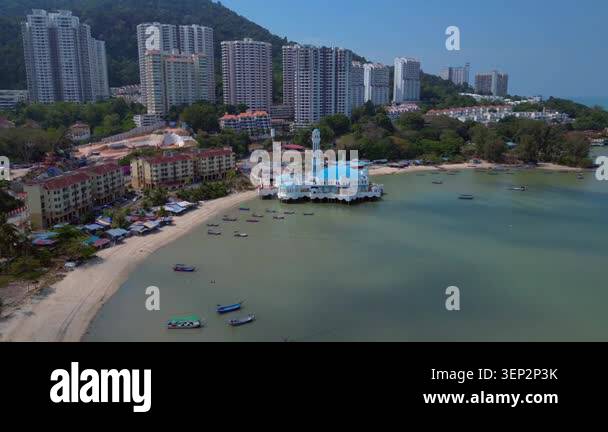 Floating mosque of Tanjung Bungah, Penang, Malaysia, with traditional ...