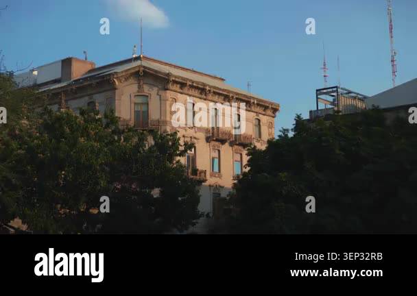 Handheld 4K footage captures iconic historic building facades in ...