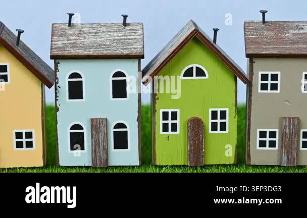 Video of colorful wooden house models in the studio Stock Video Footage ...