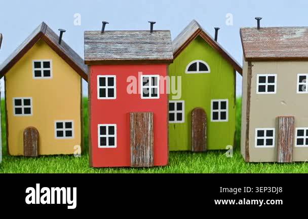 Video of colorful wooden house models in the studio Stock Video Footage ...