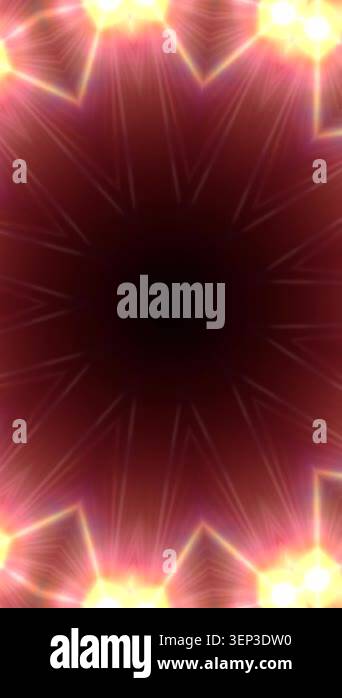Hypnotic kaleidoscope animation with red, pink, and gold light streaks ...