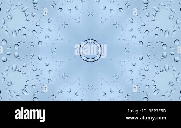 Hypnotic kaleidoscope animation of water drops moving on a window pane ...