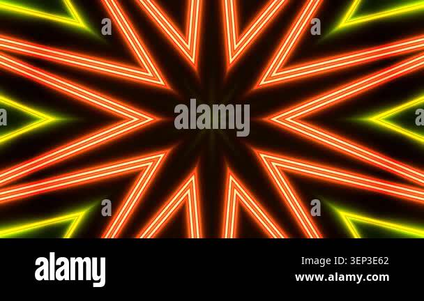 Colorful hypnotic kaleidoscope animation with glowing neon geometric ...