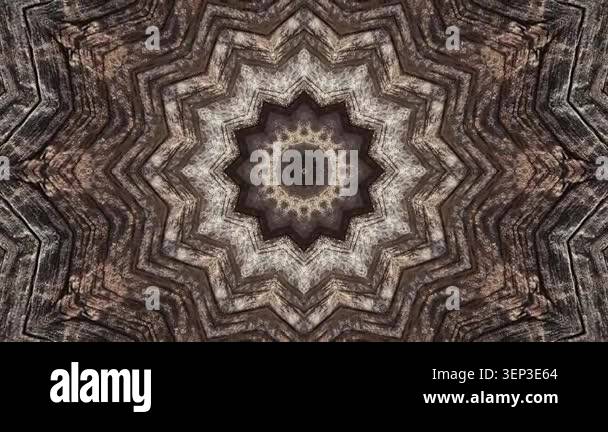 Intricate geometric patterns forming from a wooden texture, creating a ...