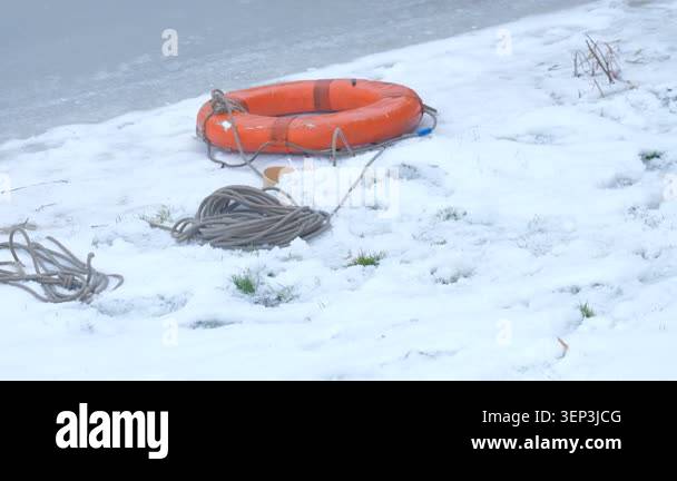 fishing boat in the snow Stock Video Footage - Alamy